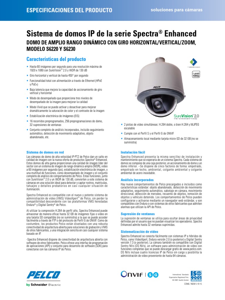 Camara PTZ Spectra Enhanced Ip Pelco | PDF | Sistema operativo | Vídeo