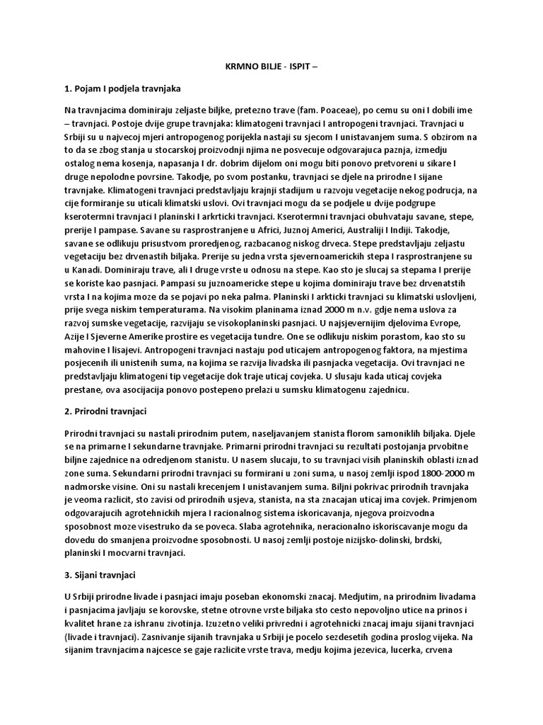 Krmno Bilje (SKRIPTA ZA ISPIT) | PDF