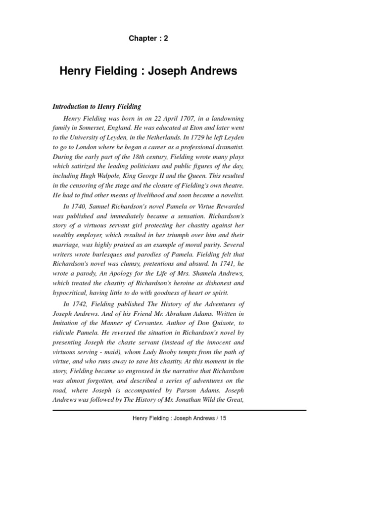 Henry Fielding's Joseph Andrews | PDF | Henry Fielding | Novels
