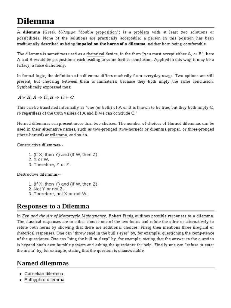 Dilemma | PDF | Logic | Reasoning