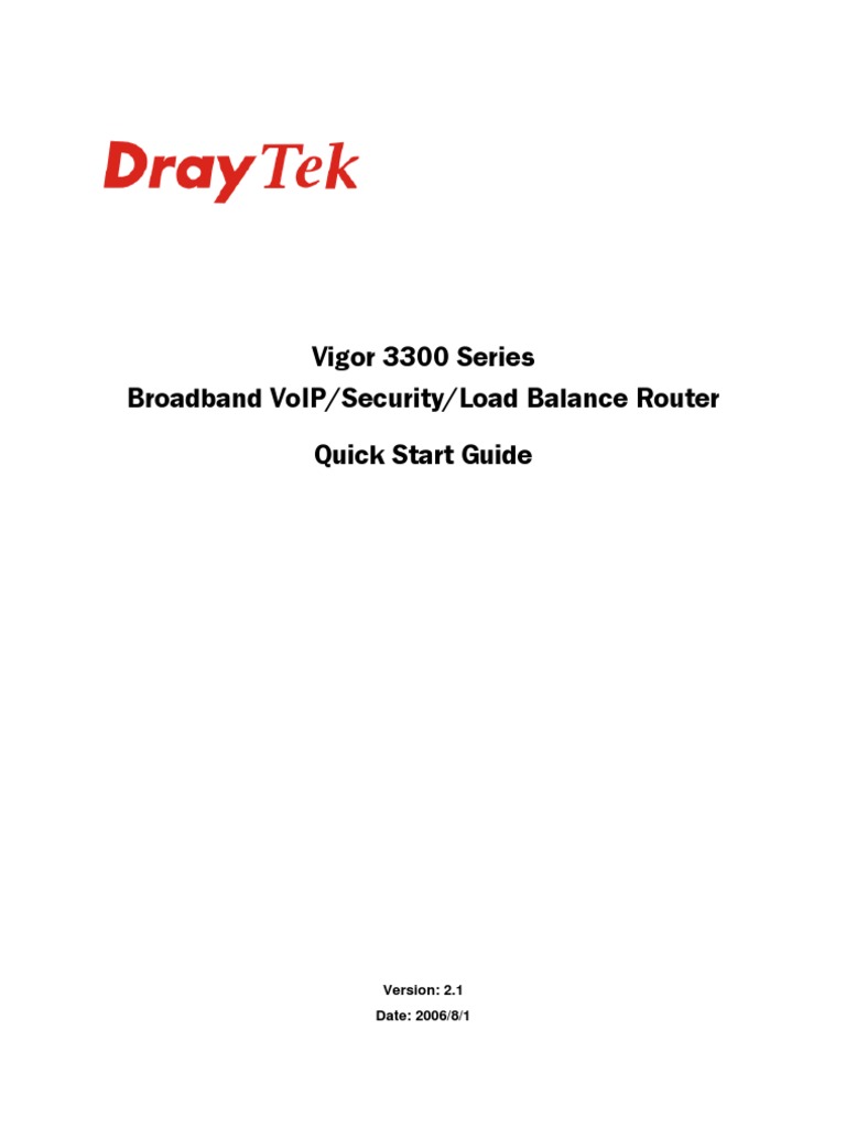 Vigor 3300 Series Broadband Voip/Security/Load Balance Router Quick Start Guide | Download Free ...