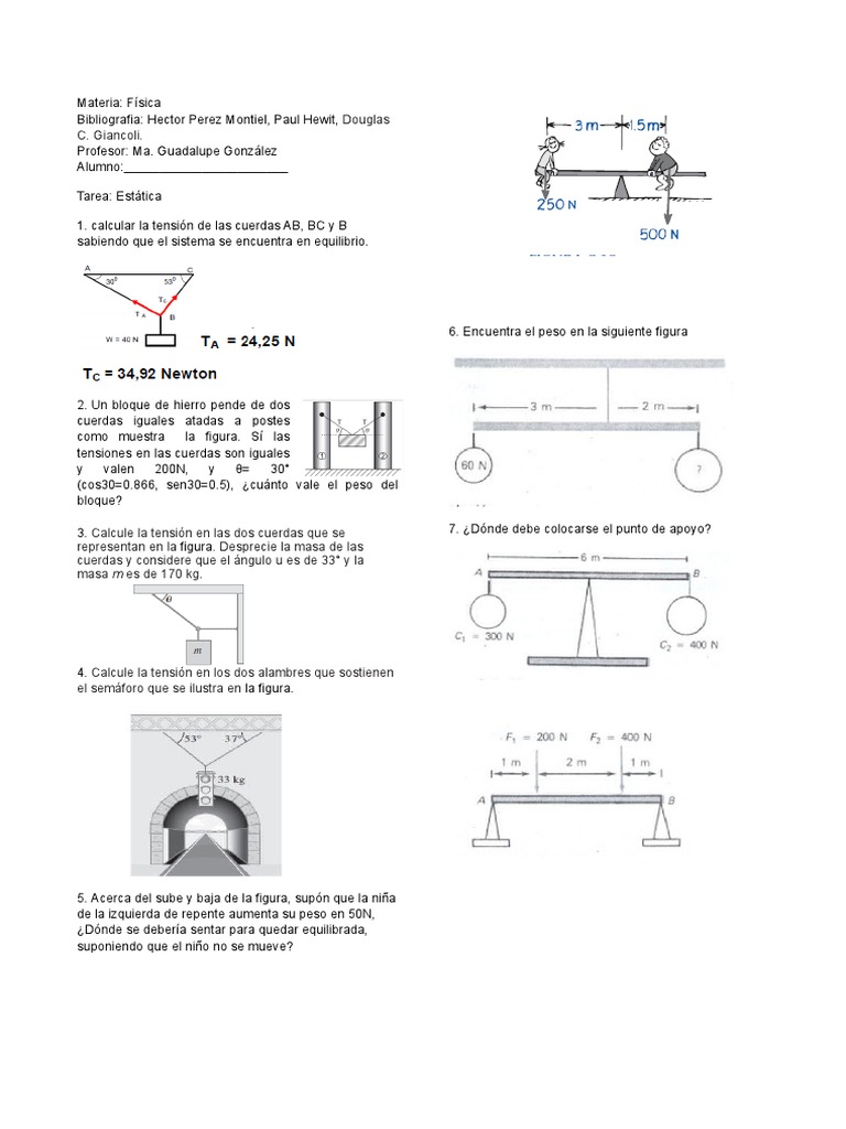 Estatica Tarea - Sem | PDF