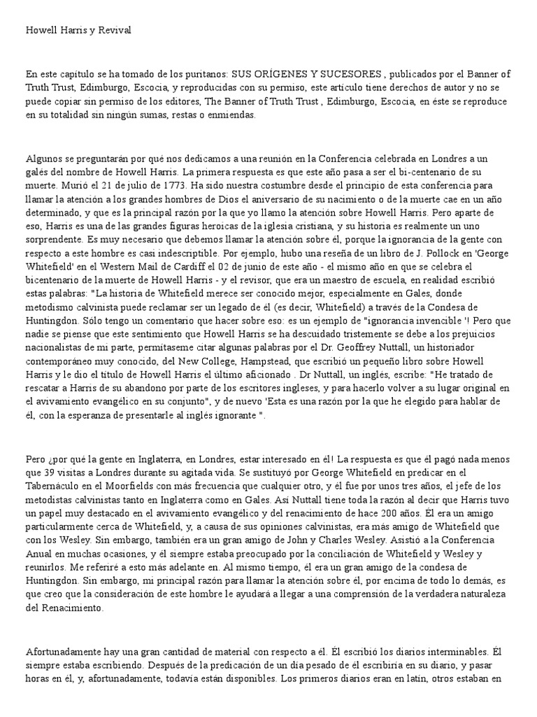 Howell Harris y el Avivamiento Evangélico | PDF | metodismo | Cristo ...