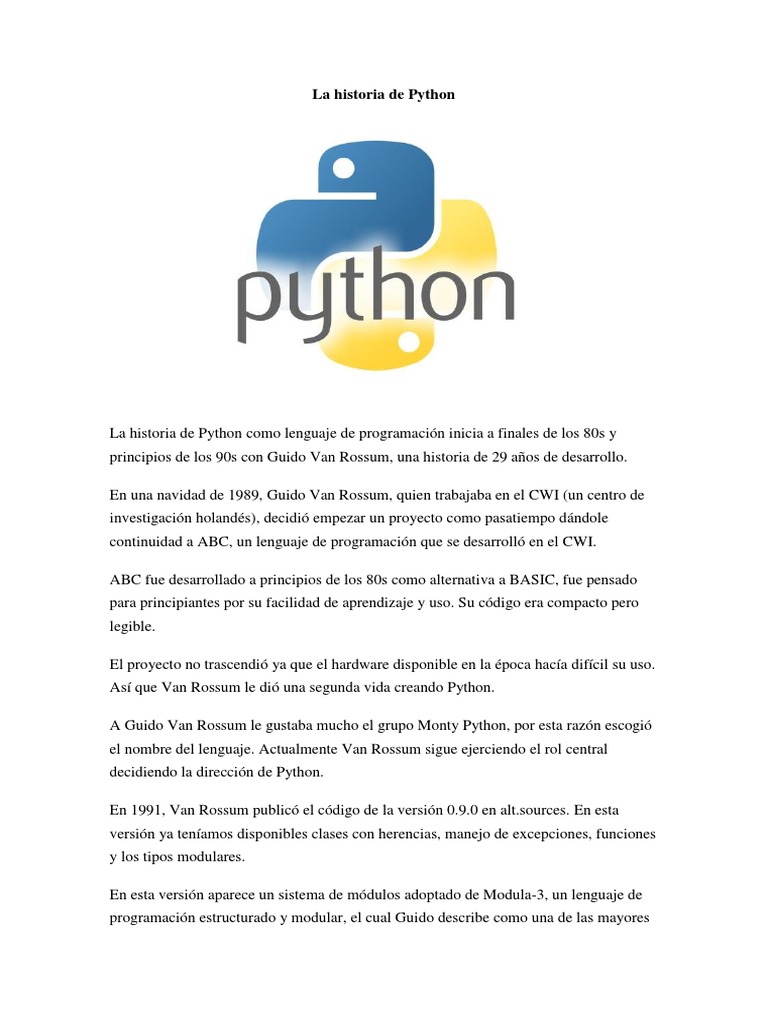 La Historia de Python | PDF | Python (lenguaje de programación ...