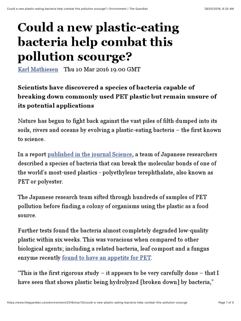 Plastic-Eating Bacteria: A Solution to Pollution | PDF | Plastic ...