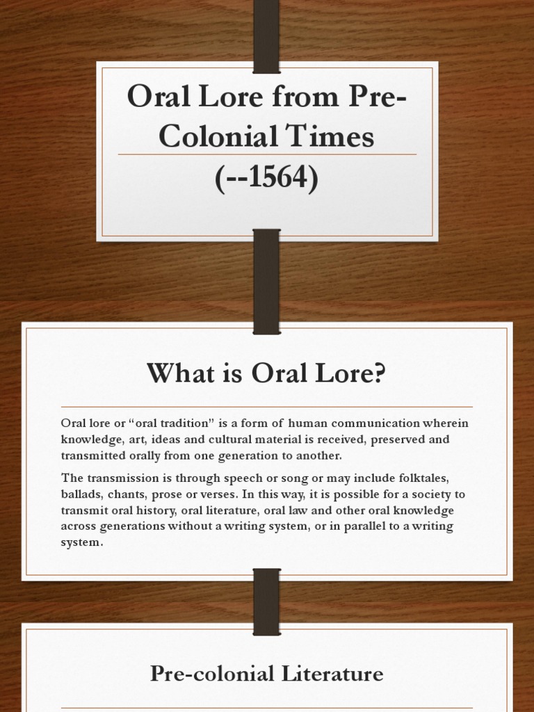 Oral Lore From Pre-Colonial Times | PDF | Oral Tradition | Legends