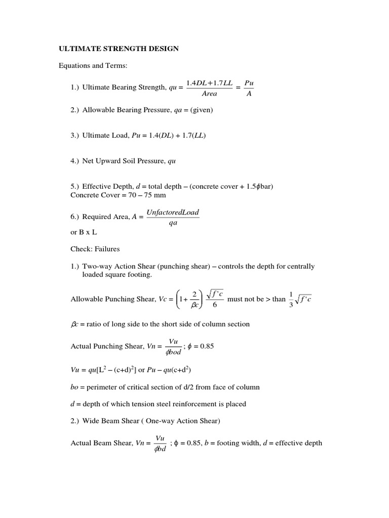 Ultimate Strength Design for Footings | PDF | Column | Beam (Structure)