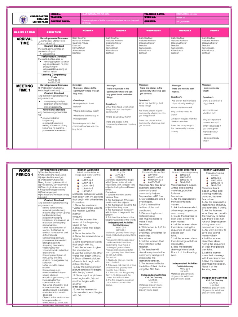 Kindergarten - 3RD Quarter Week 27 DLP | PDF | Grocery Store | Adhesive