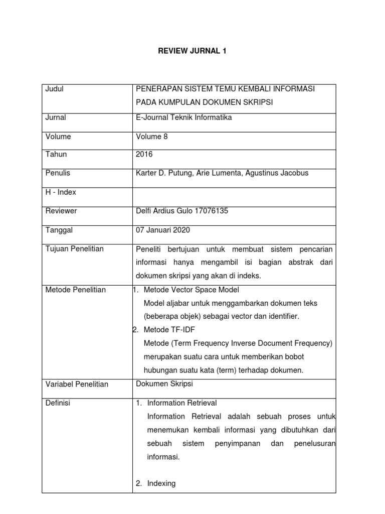 Contoh Review Jurnal | PDF