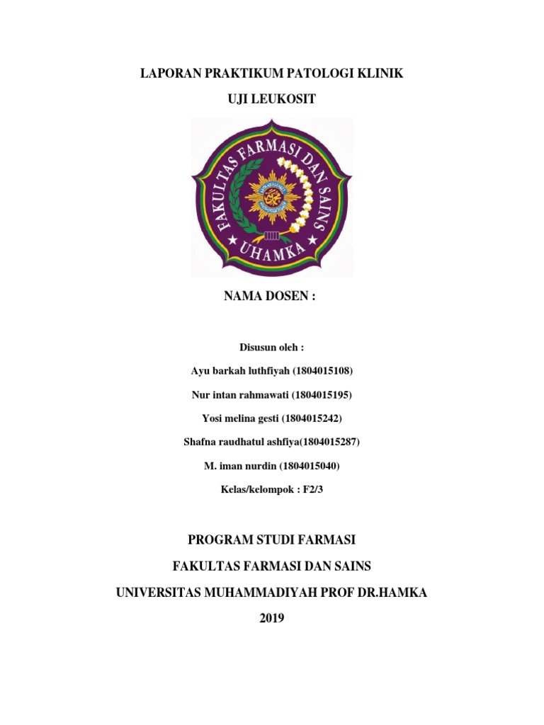 LAPORAN PRAKTIKUM PATOLOGI KLINIK Leukosit | PDF LAPORAN PRAKTIKUM PATOLOGI KLINIK Leukosit | PDF