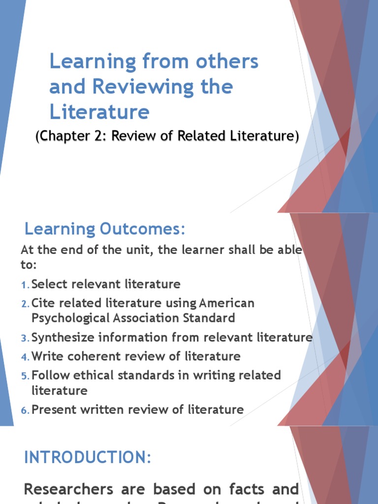 Learning From Others and Reviewing The Literature | PDF | Cognitive ...