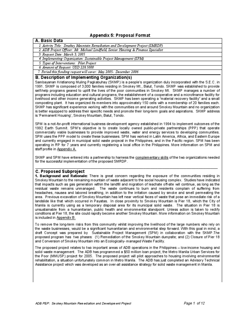 Proposal Sample | PDF | Public–Private Partnership | Waste Management