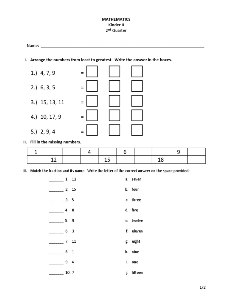 Kinder 2 Reviewer Mathematics | PDF