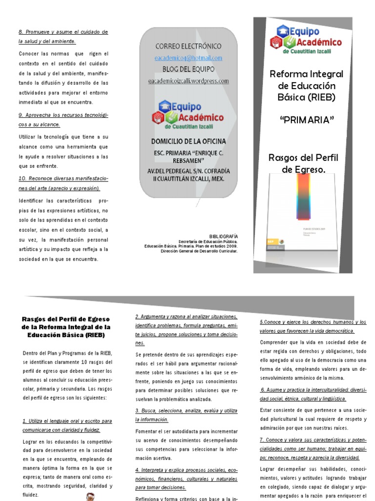 Rasgos del Perfil de Egreso de la Reforma Integral de la Educación ...