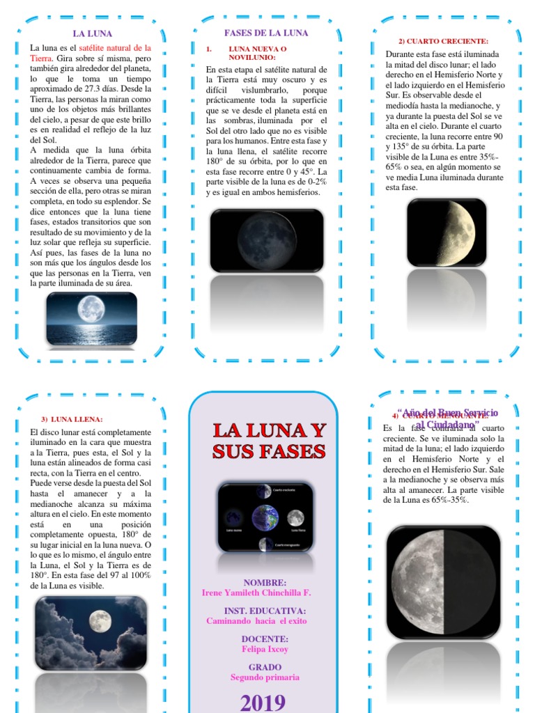 Triptico La Luna y Sus Fases | PDF | Luna | Astronomía