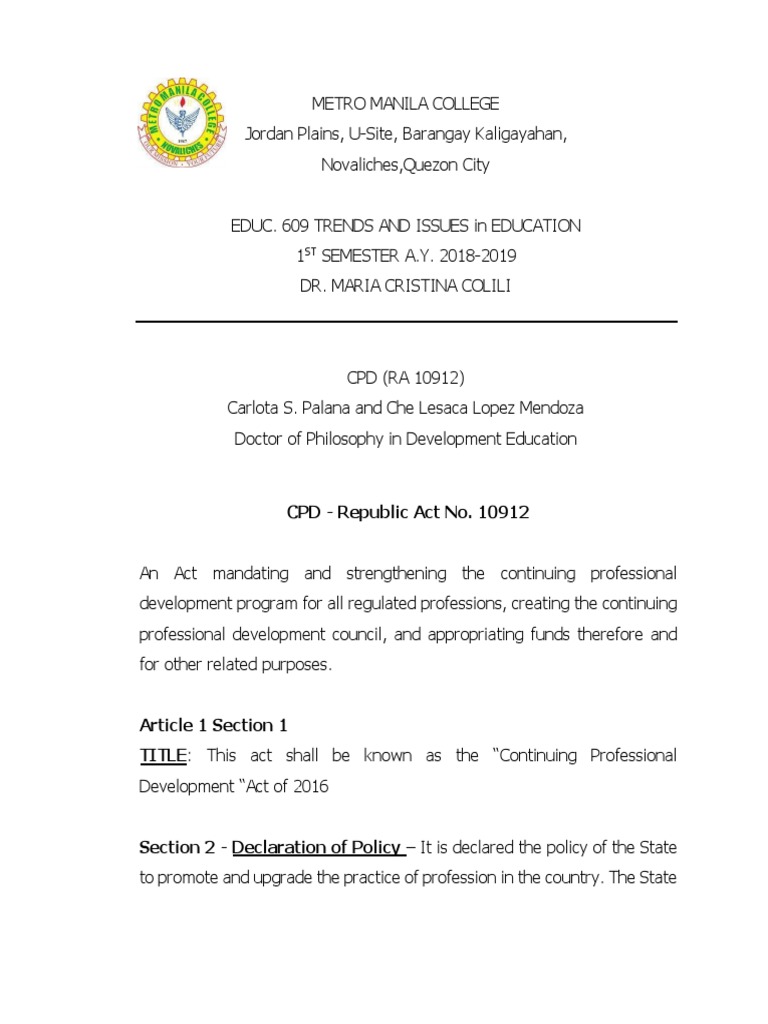 CPD Report | PDF | Professional Development | Academic Degree