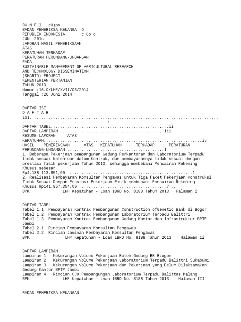 Contoh Hasil Temuan BPK | PDF | Bisnis