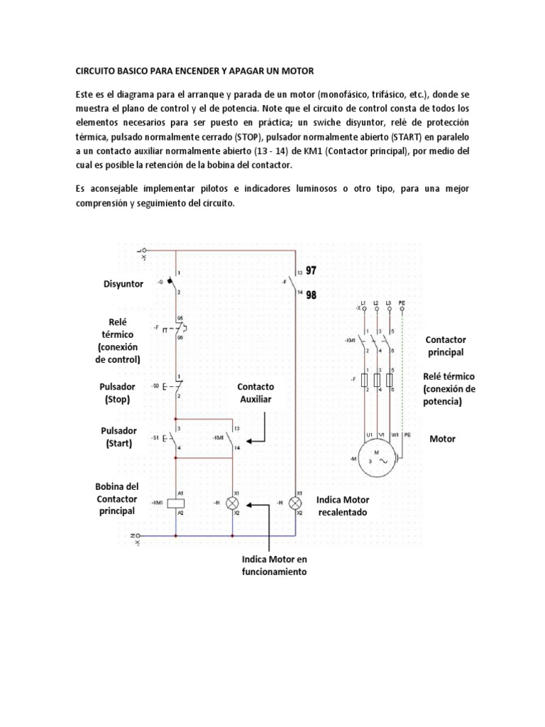 Circuito Basico para Encender y Apagar Un Motor | PDF | Relé | Equipo