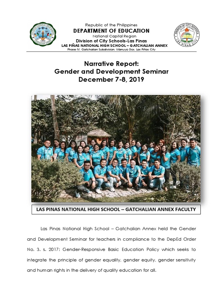 Narrative Report - Gad 2019 | PDF | Gender And Development | Gender