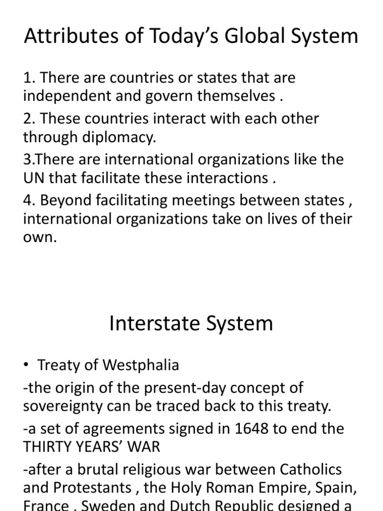Attributes of Today's Global System | PDF | Napoleon | Internationalism ...
