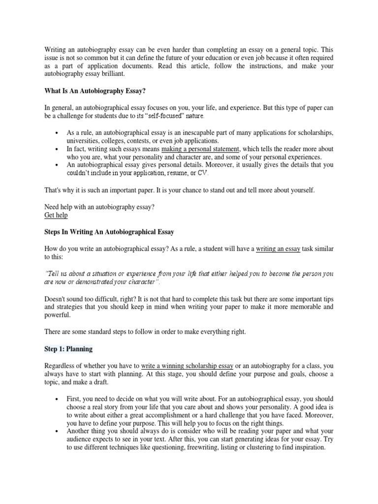 Writing An Autobiography Essay | PDF | Essays | Crime & Violence