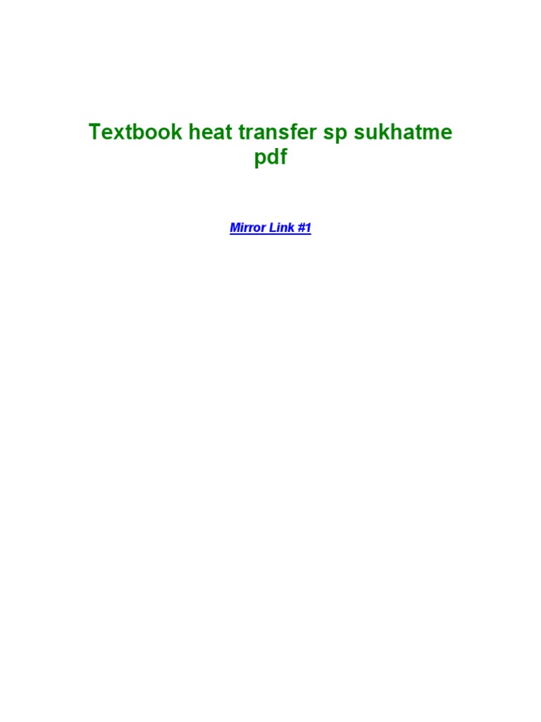 Textbook Heat Transfer SP Sukhatme PDF | PDF | Microsoft Windows | Software