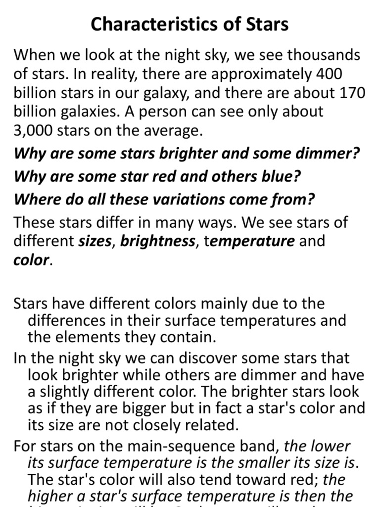 Characteristics of Stars | PDF | Apparent Magnitude | Stars