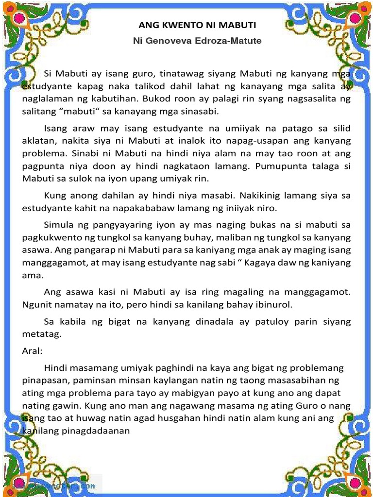 Ang Kwento Ni Mabuti | PDF