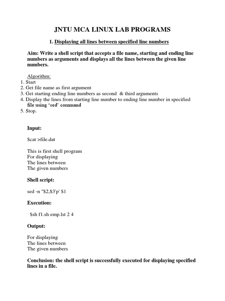 Jntu Mca Linux Lab Programs | PDF | Filename | Computer Architecture