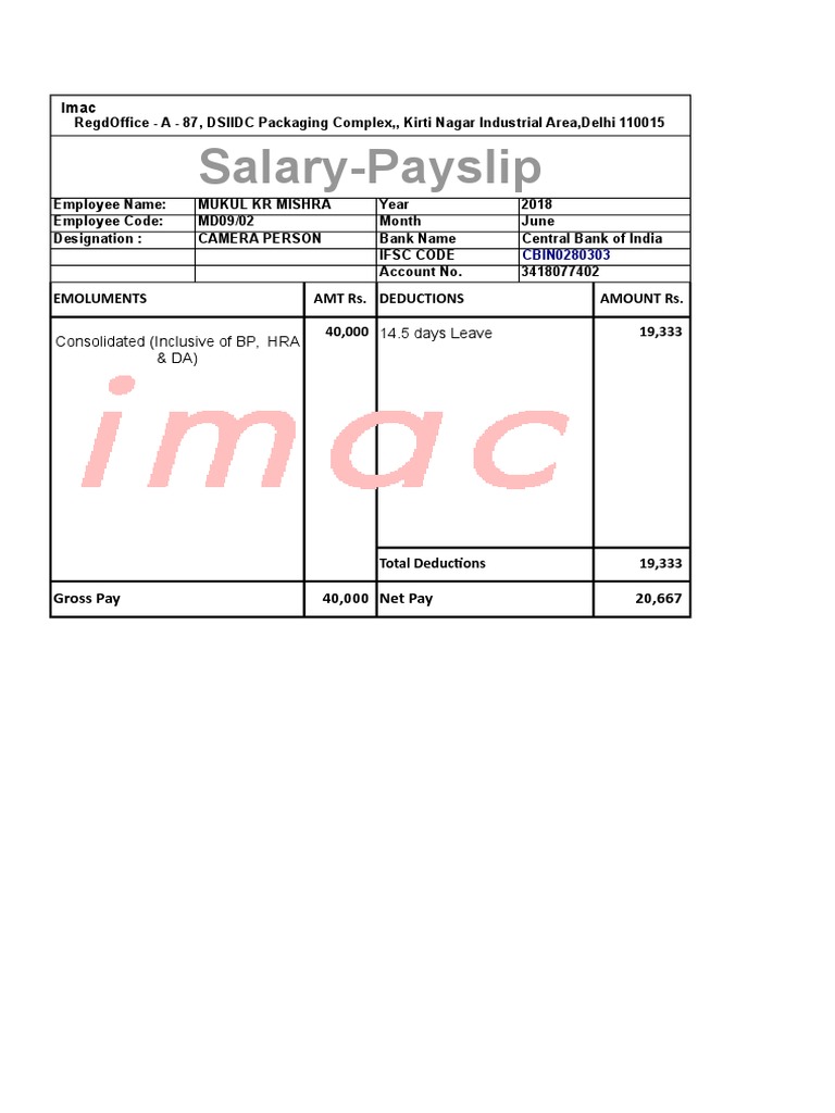 Salary-Slip Format | PDF | Government Finances | Taxation