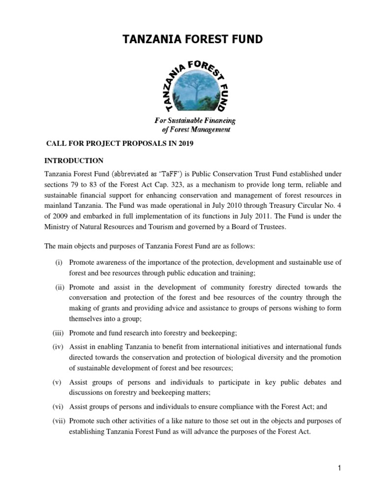 2019 Tanzania Forest Fund Call of Project Proposals-English-Final | PDF ...