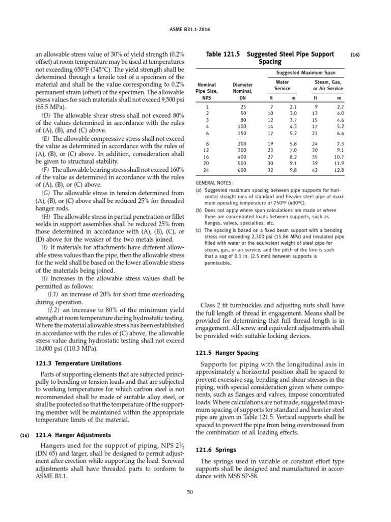 Pipe Support As Per Asme 31.1 | PDF | Pipe (Fluid Conveyance) | Strength Of Materials