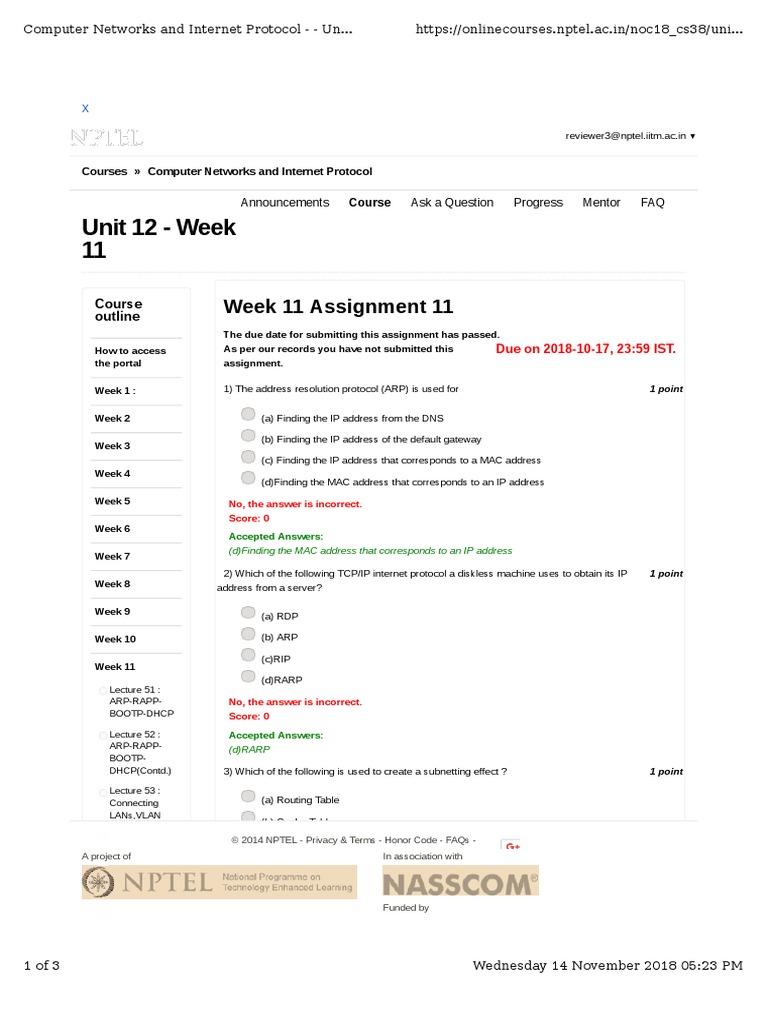 Noc18 cs38 Assignment12 | PDF | Internet Protocol Suite | Telecommunications Standards