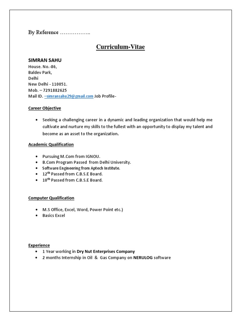 Simran Sahu's Professional Profile | PDF