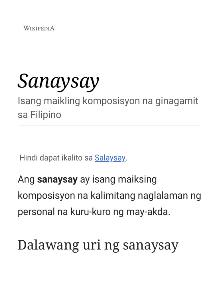 Sanaysay PDF | PDF