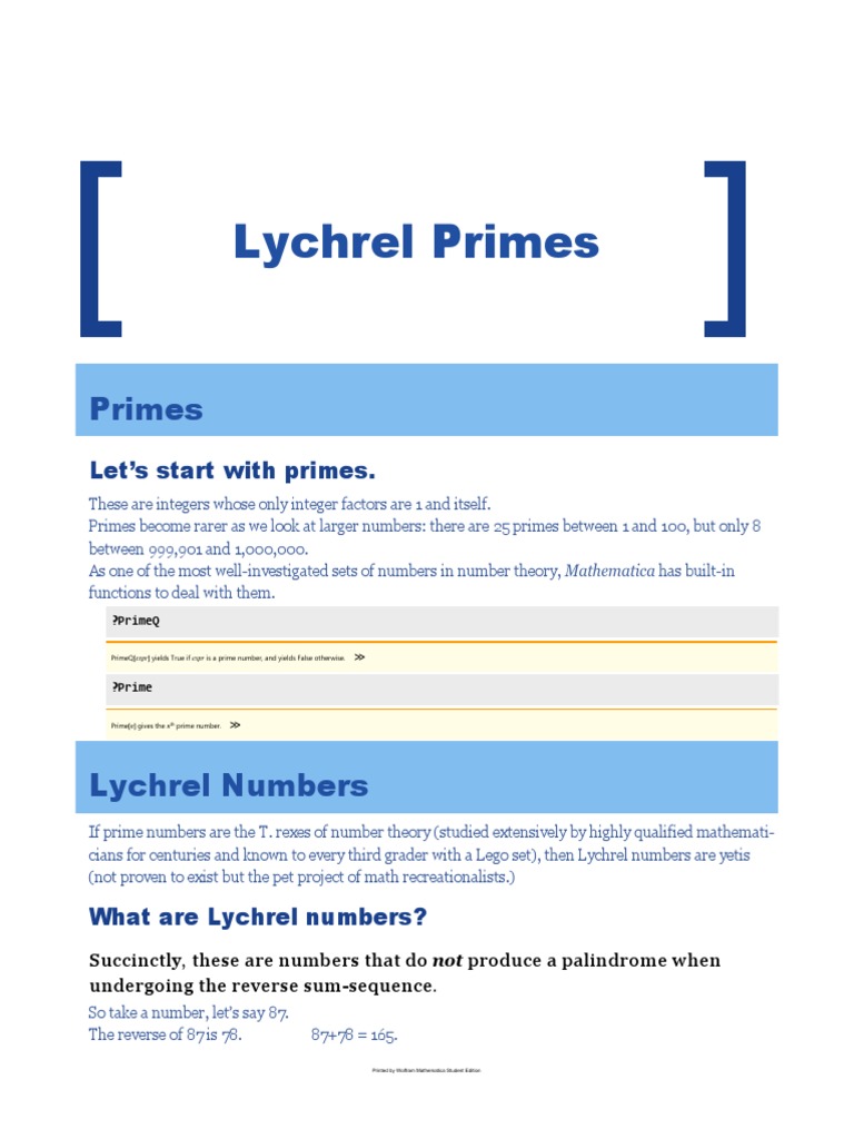Prime Lychrels | PDF | Discrete Mathematics | Computer Programming