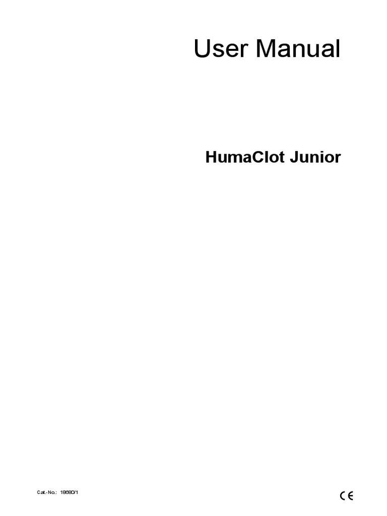HumaClot Junior User Manual | PDF | Coagulation | Hemostasis