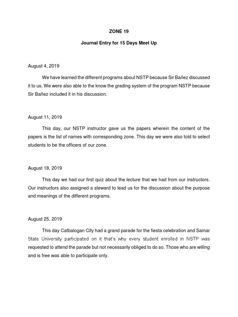 NSTP Accomplishment Journal | PDF | Learning | Behavior Modification