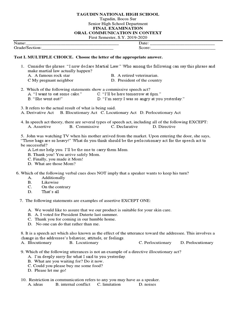 OCC Final | PDF | Public Speaking | Conversation