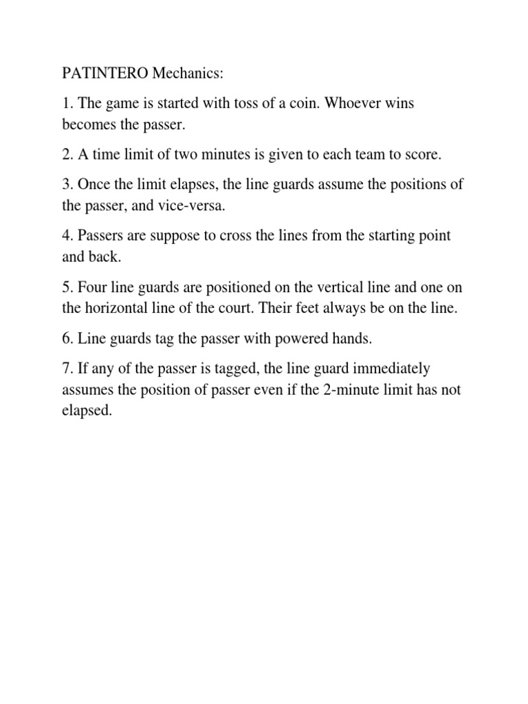 Patintero Mechanics | PDF