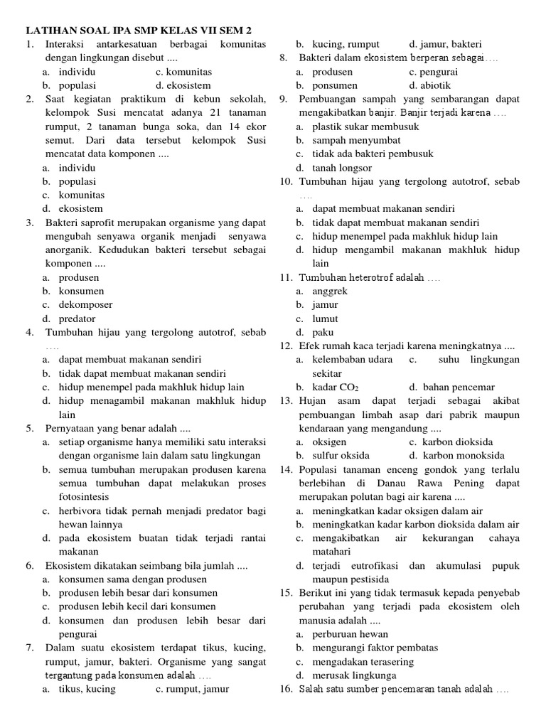 7 - SMP - Sem2 - IPA Ekosistem&Pencemaran | PDF