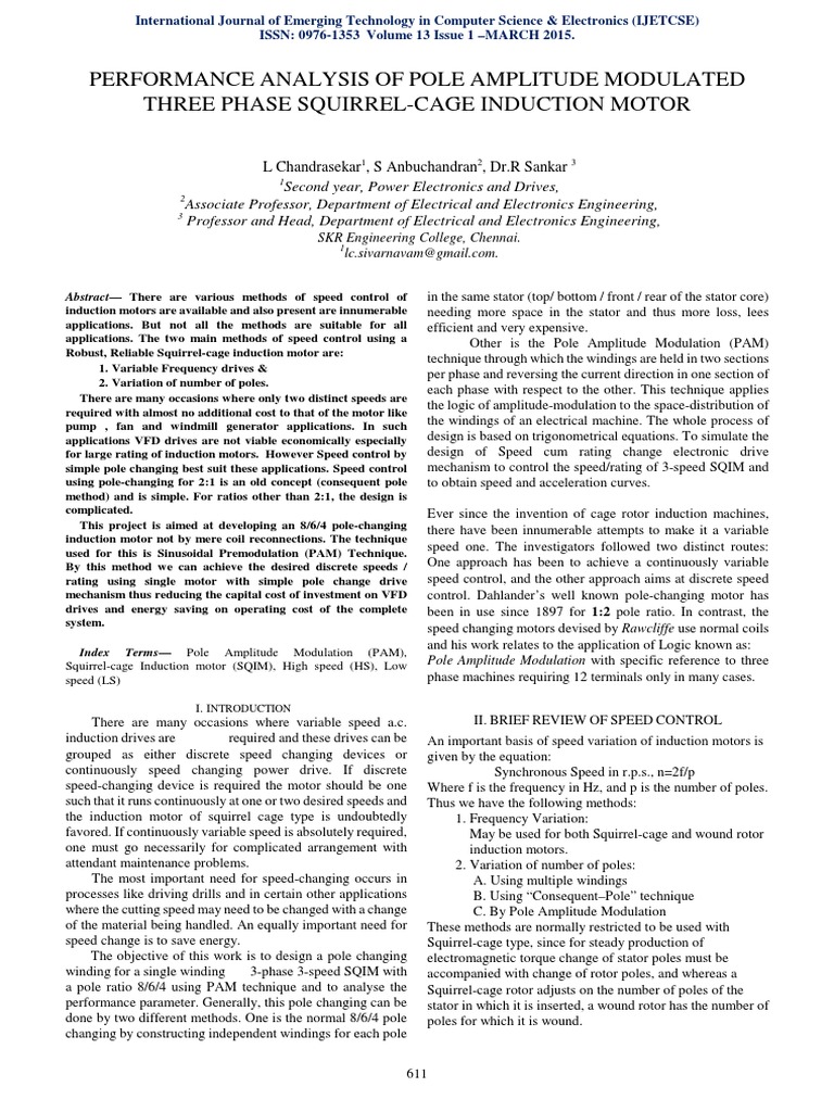 Pole Amplitude Modulation in Induction Motors | PDF | Electric Motor ...