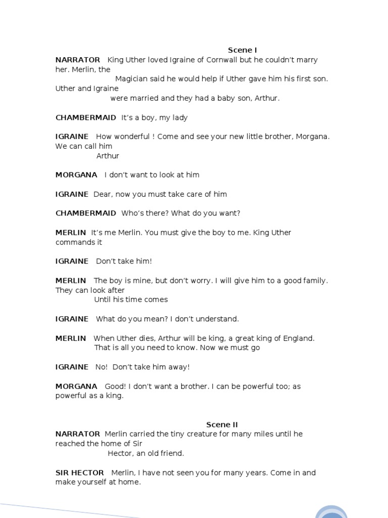 King Arthur Script | PDF | Morgan Le Fay | Merlin