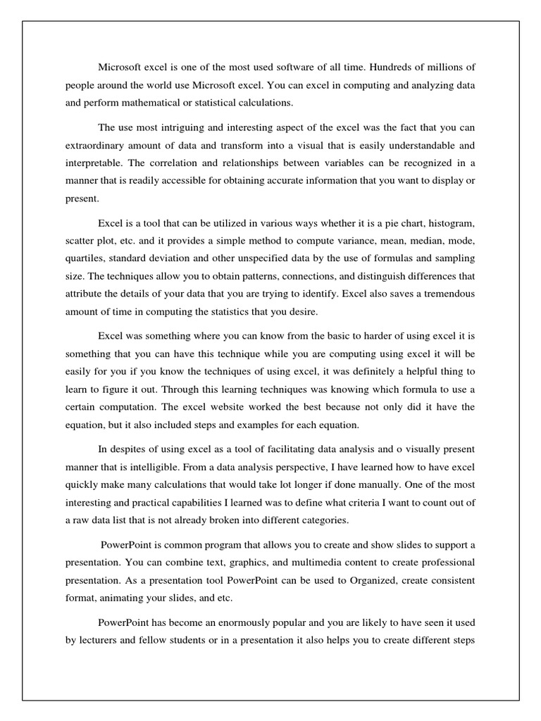 ESSAY | PDF | Microsoft Excel | Microsoft Word