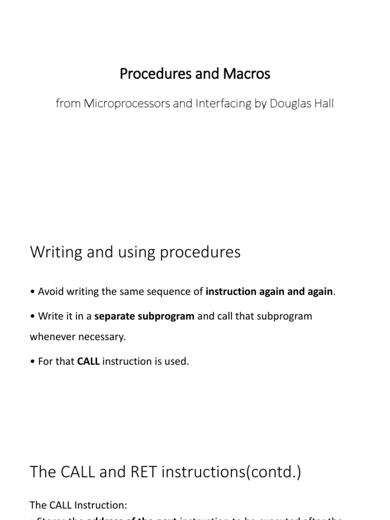 9 - Procedures and Macros | PDF | Subroutine | Pointer (Computer Programming)