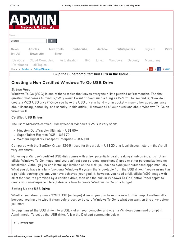 Non-Certified Windows To Go USB Guide | PDF | Group Policy | Booting