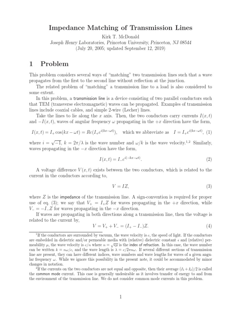 Impedance Matching PDF | PDF | Transmission Line | Transformer