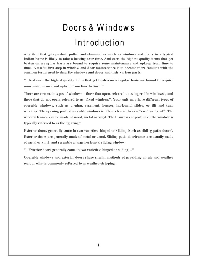 Theory On Doors and Windows | PDF