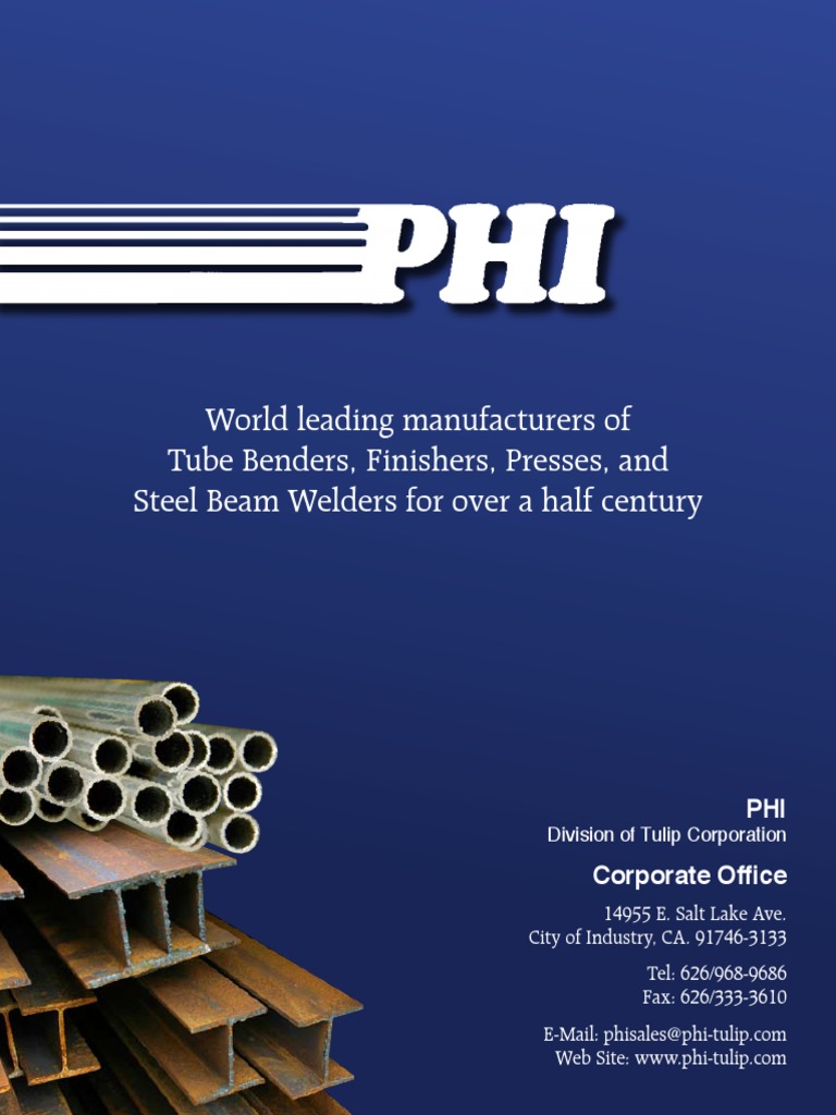 PHI: Leaders in Tube and Pipe Bending Equipment for Over 50 Years | PDF ...