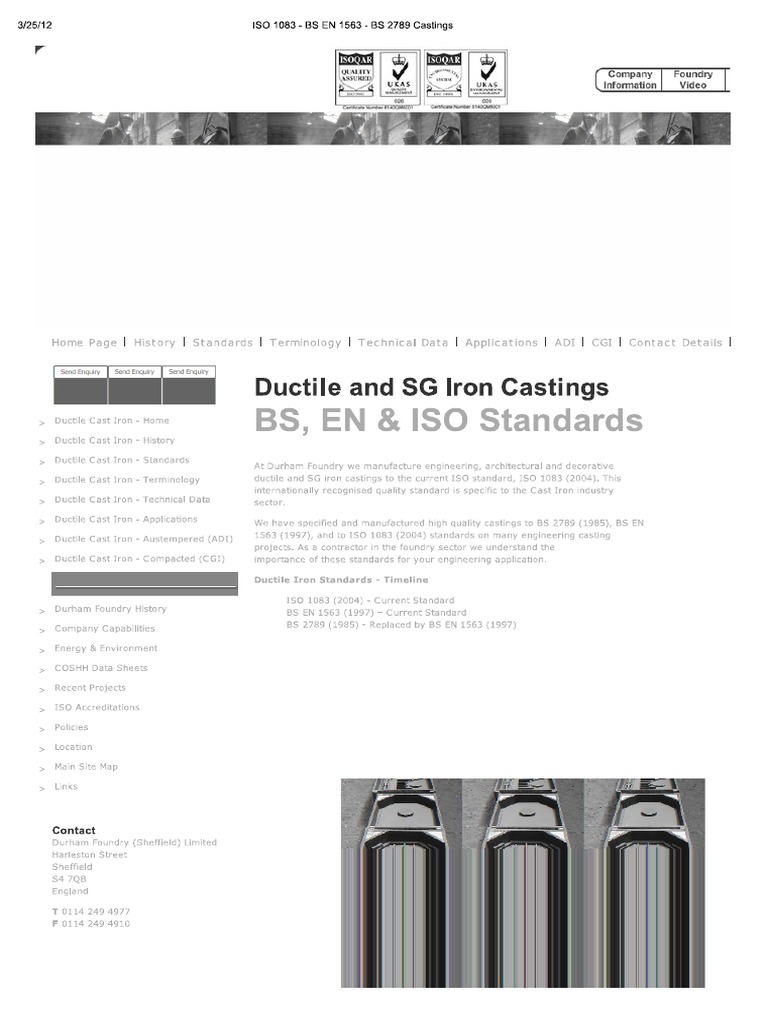 Print IsO 1083 BS en 1563 BS 2789 Castings PDF | PDF